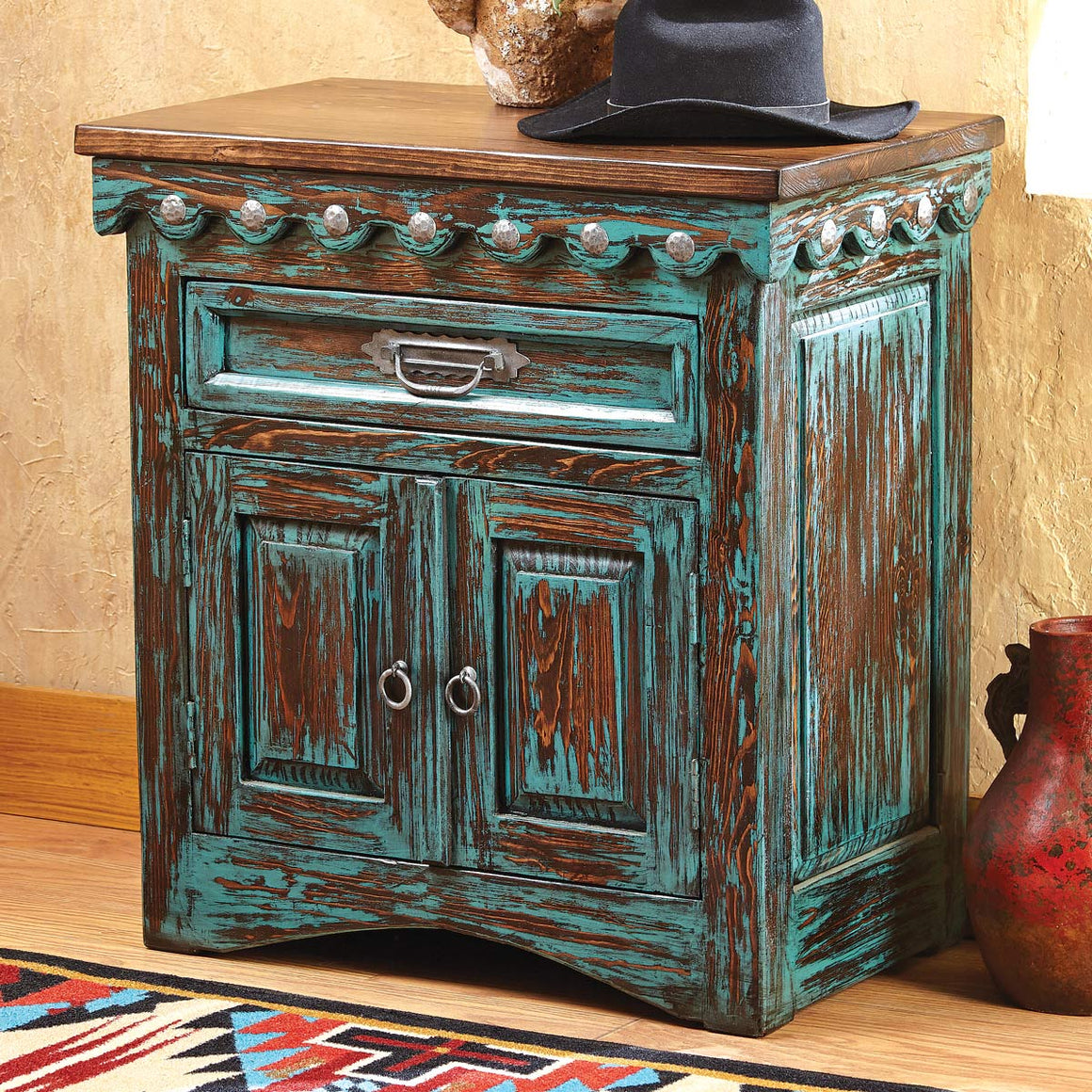 La Quinta Turquoise Nightstand – LOREC Ranch Home Furnishings